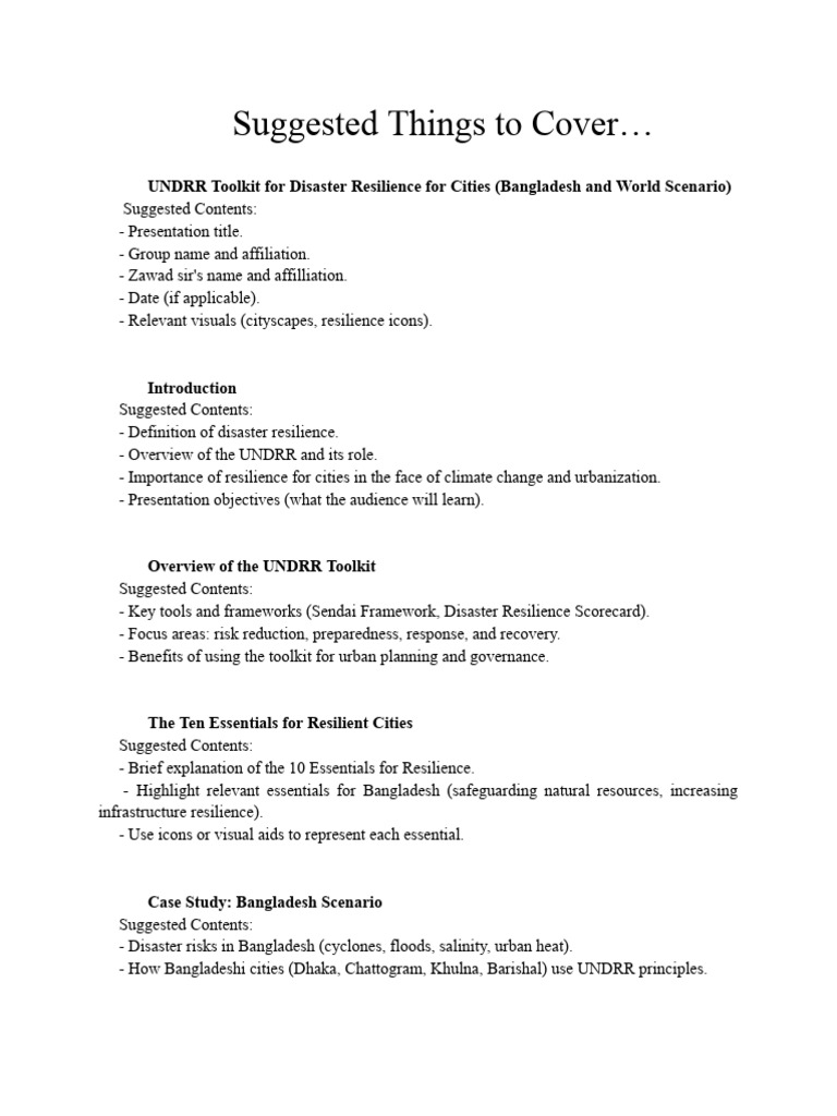 UNDRR Toolkit for Urban Resilience | PDF | Disaster Risk Reduction