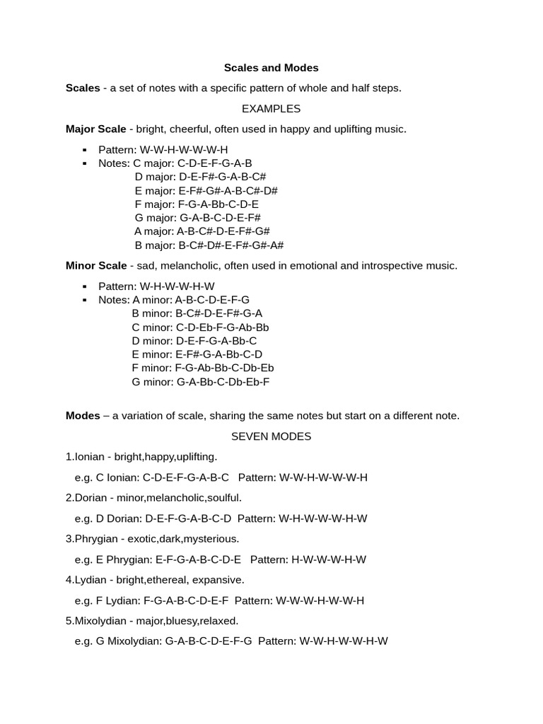 Understanding Scales and Modes in Music | PDF