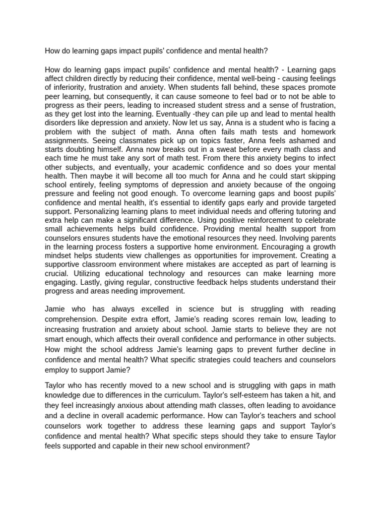 How Do Learning Gaps Impact Pupils | PDF | Mental Health | Mindset
