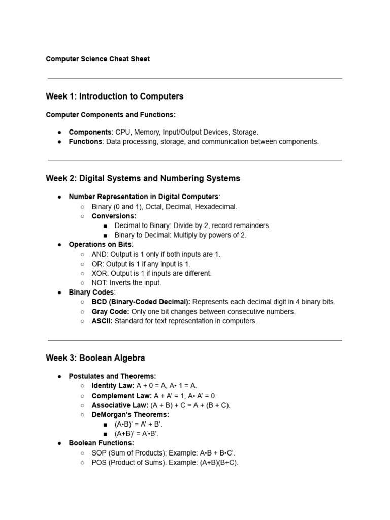 ICS Cheat Sheet | PDF | Computer Architecture | Digital Electronics