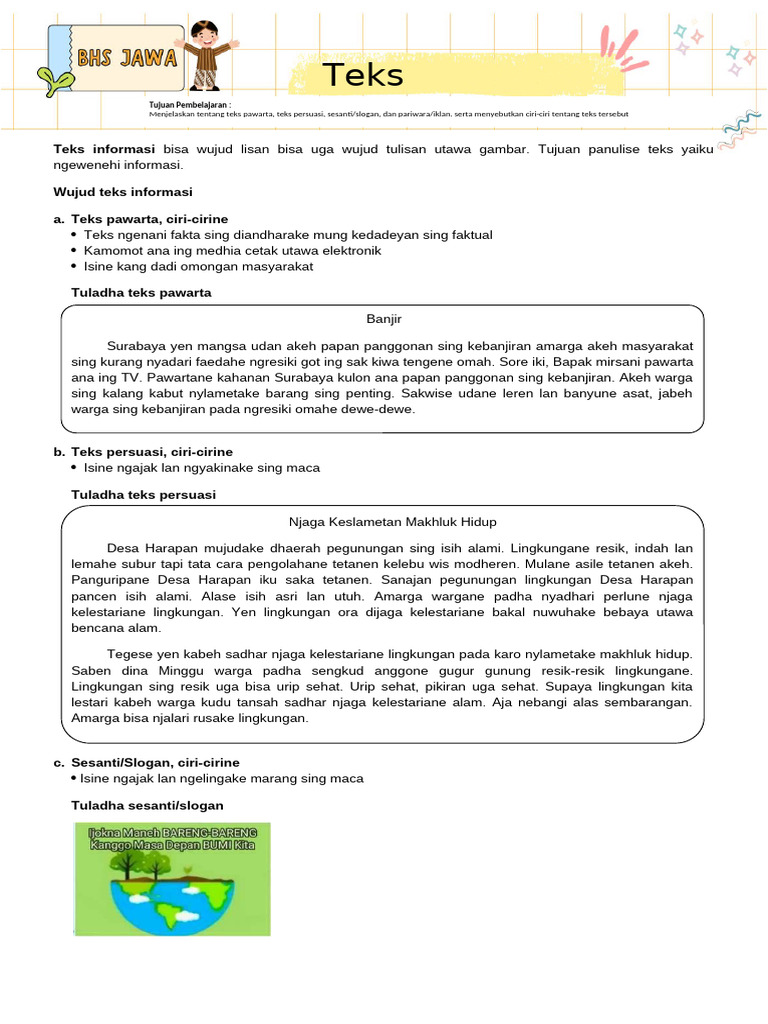 Modul 1 B.jawa (Teks Informatif) | PDF