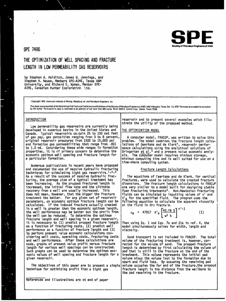 Optimization of Well Spacing in Gas Reservoirs | PDF | Petroleum ...