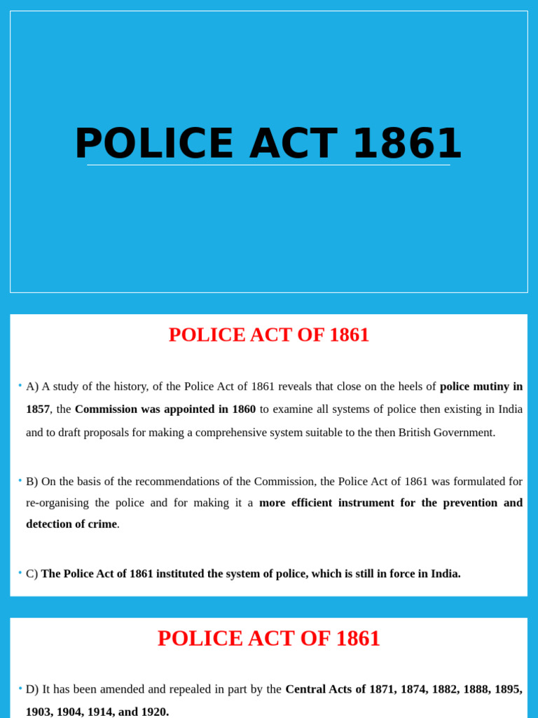 3 Indian Police Act 1861 | PDF | Police | Magistrate