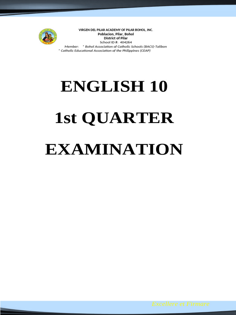 English 10 1st Quarter Examination | PDF | Essays | Human Communication
