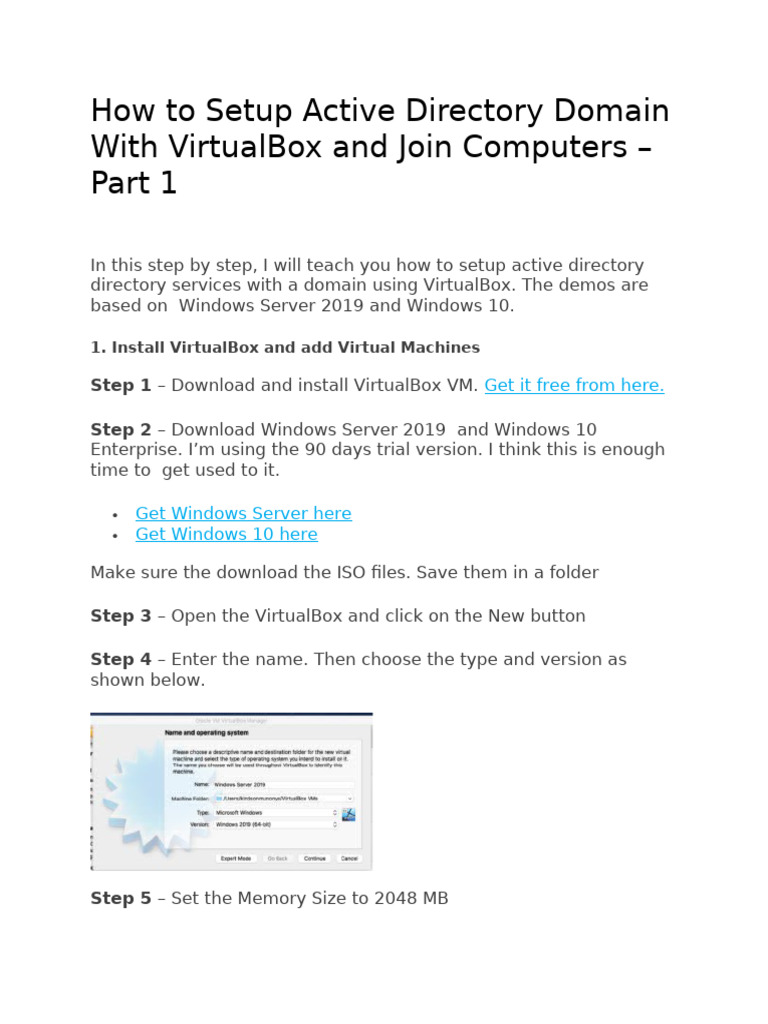 Setup Active Directory Domain | PDF | Active Directory | Virtualization
