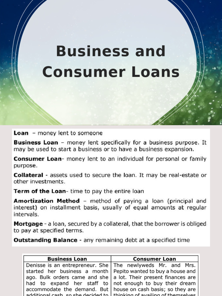 Business and Consumer Loans | PDF
