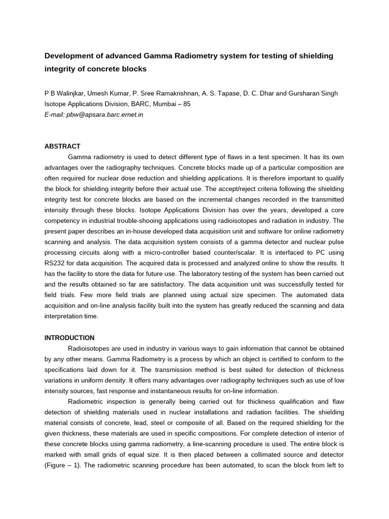 Gamma Radiometry for Concrete Shielding | PDF | Radiation ...
