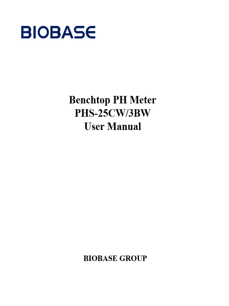 PHS-25CW/3BW pH Meter User Manual | PDF | Ph | Calibration