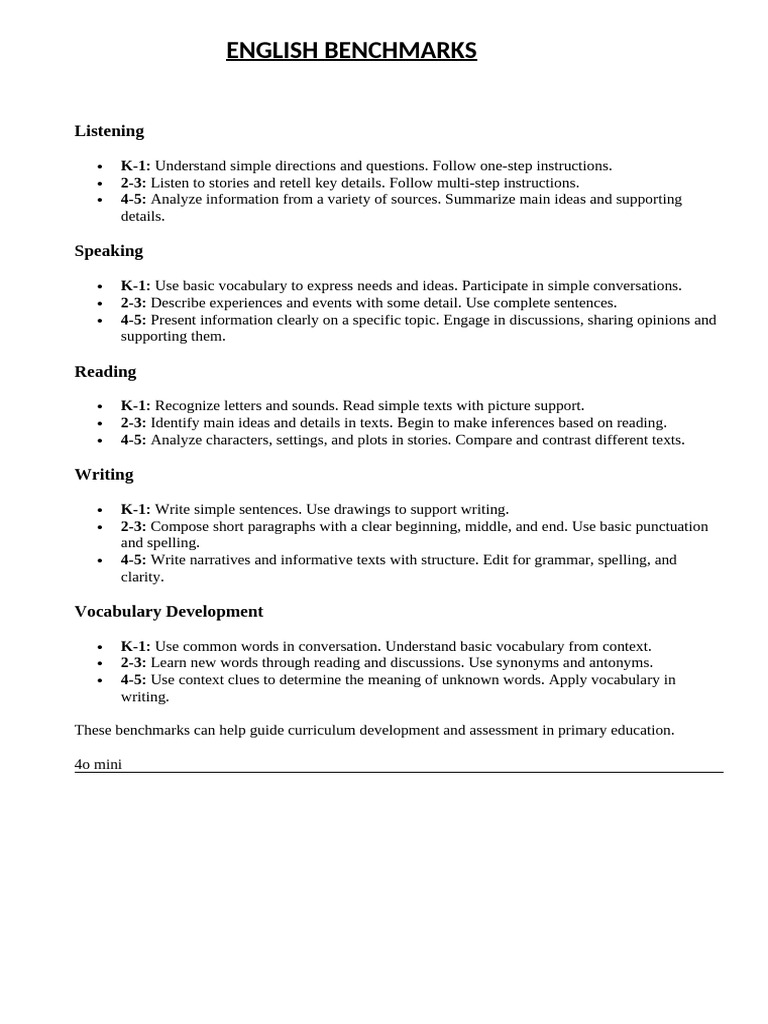 English Benchmarks | PDF