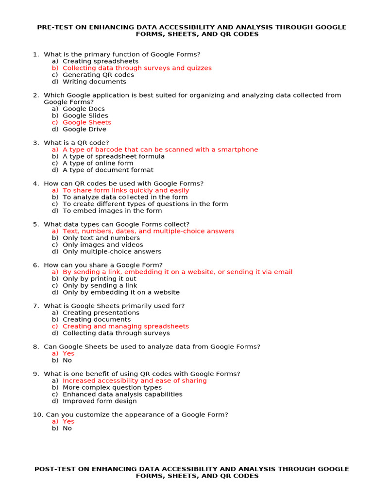 Pre-Test-and-Post-Test-GOOGLE FORMS | PDF | Qr Code | Spreadsheet