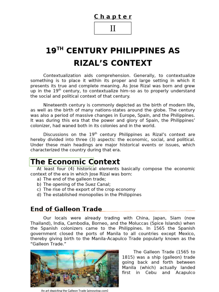 CHAPTER 2 19th CENTURY PHILIPPINES AS RIZALS CONTEXT | PDF ...