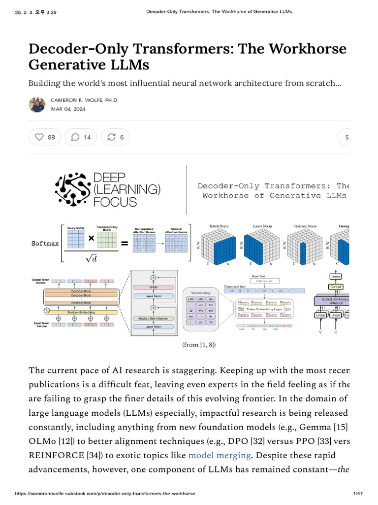 Decoder-Only Transformers - The Workhorse of Generative LLMs | PDF ...