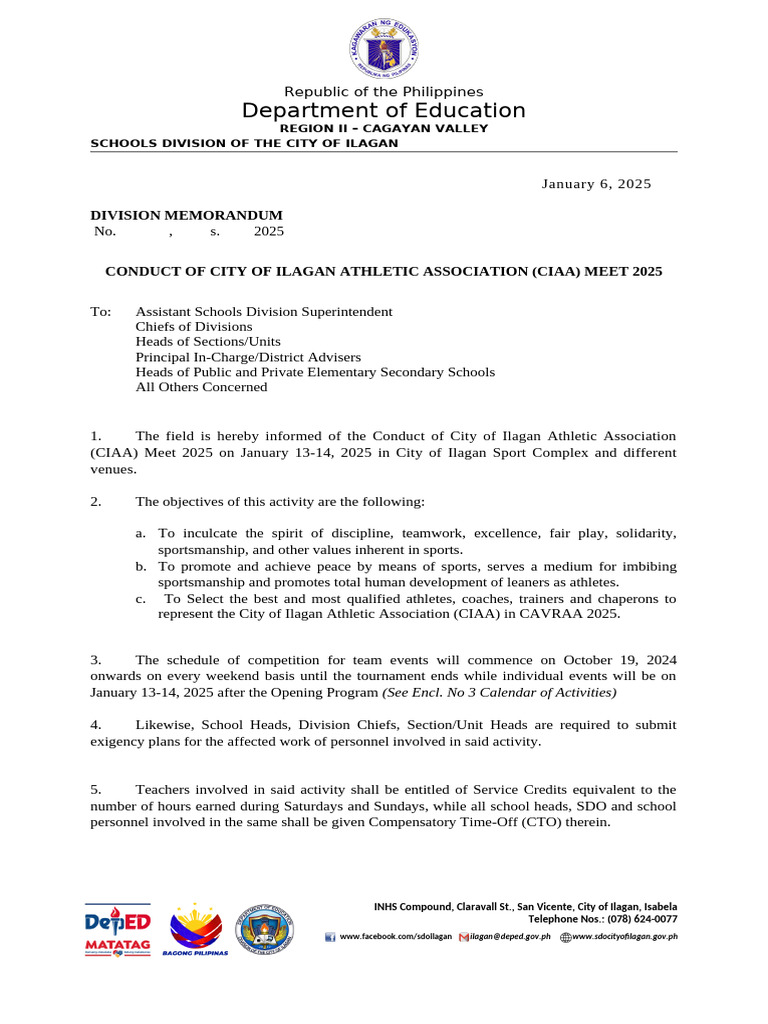 2025 Final Memo Ciaa 2025 1 2 | PDF | Sports