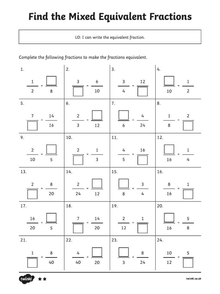 Equivalent Fractions | PDF
