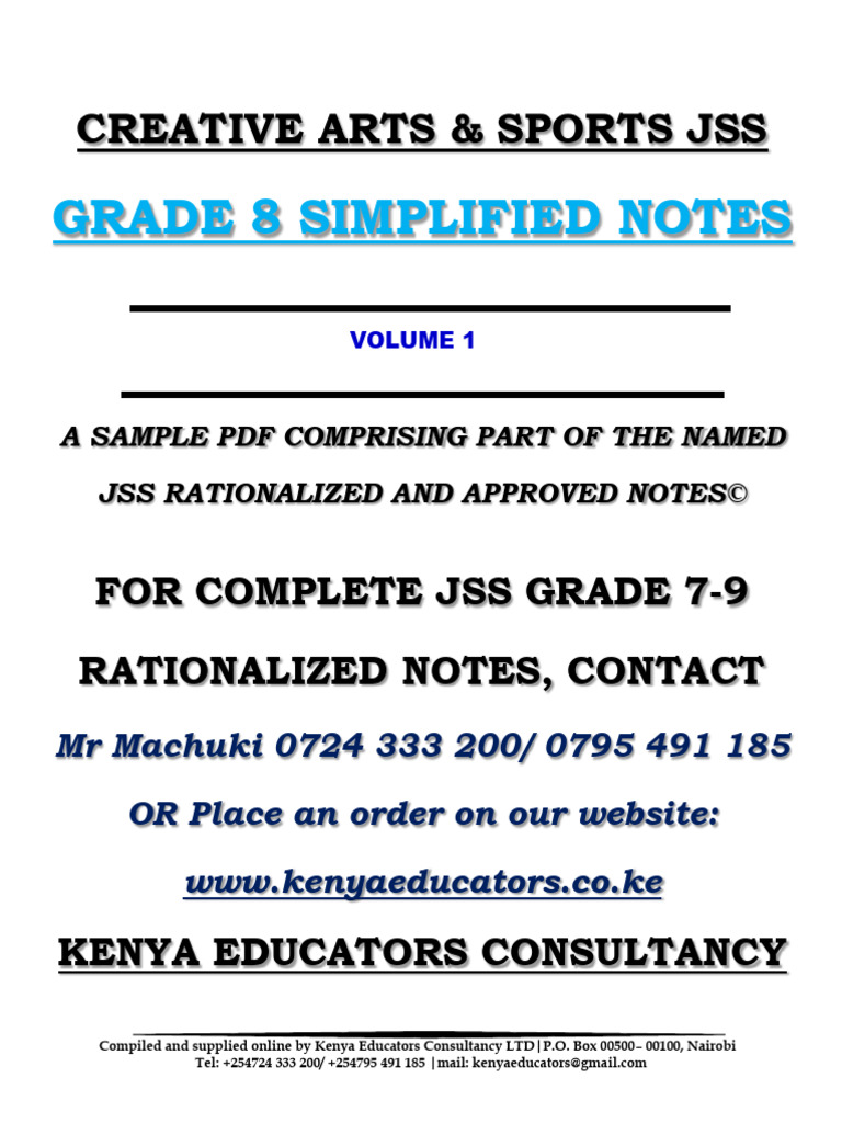 Cas Grade 8 Simplified Notes Sample | PDF | The Arts | Dances