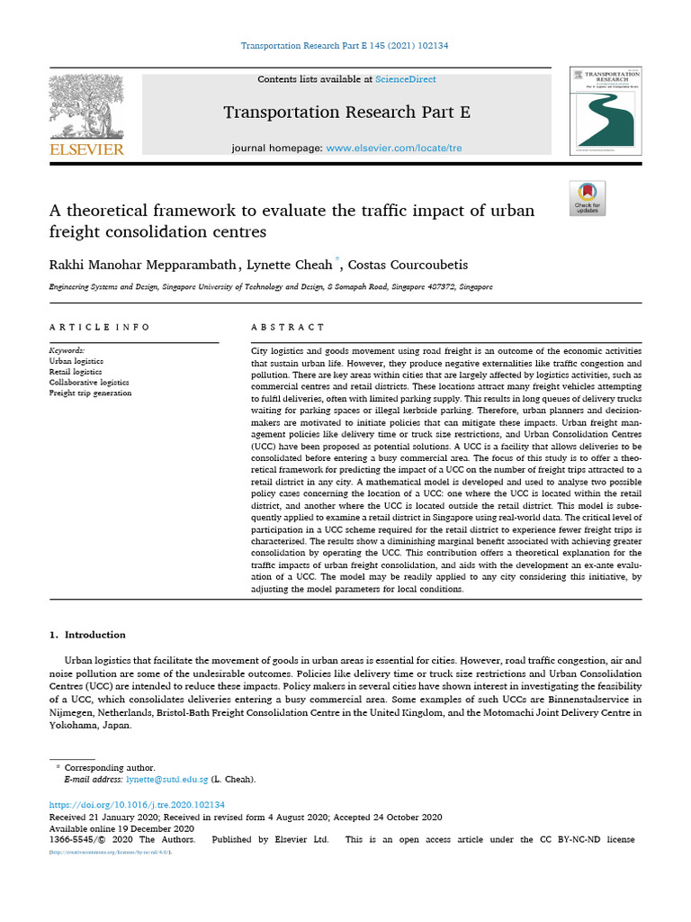 A Theoretical Framework To Evaluate The T 2021 Transportation Research ...
