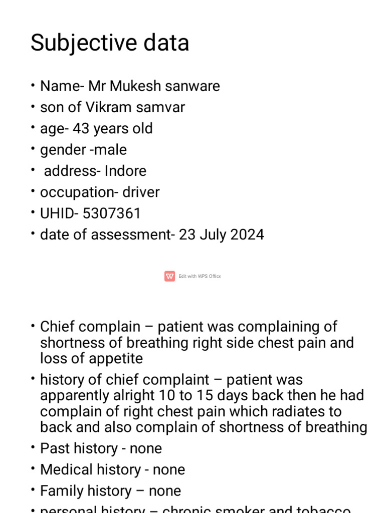 Subjective data-WPS Office | PDF | Thorax | Breathing