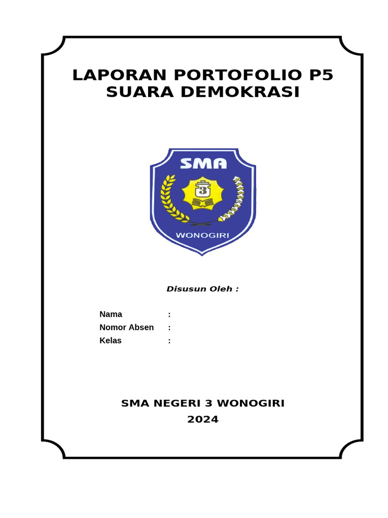 Contoh Cover Portofolio SMA | PDF