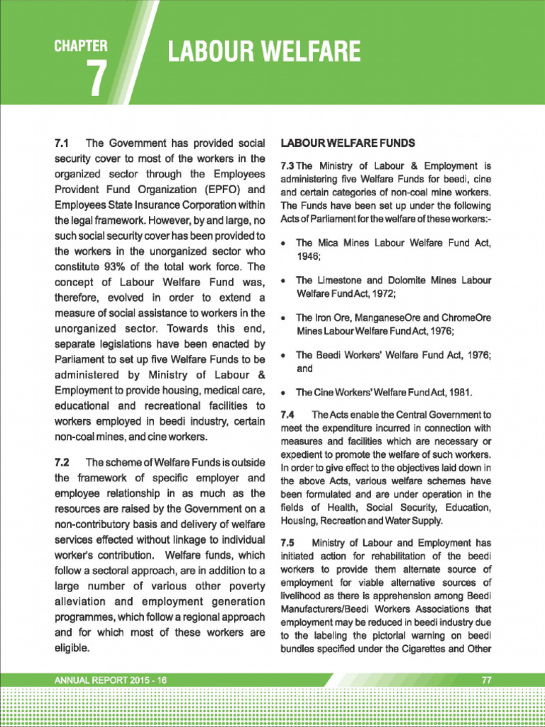 Chapter - 7 Labour Welfare | PDF | Economies