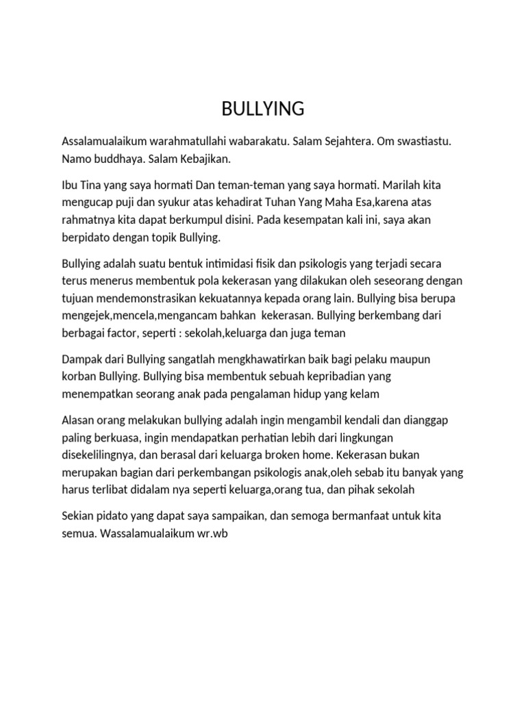Dampak Buruk Bullying bagi Anak | PDF