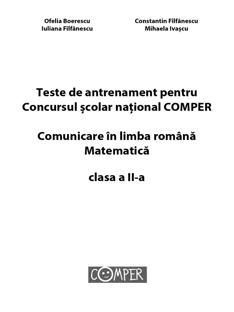 Teste de Antrenament - Clasa 2 - Concursul Comper - Ofelia Boerescu ...