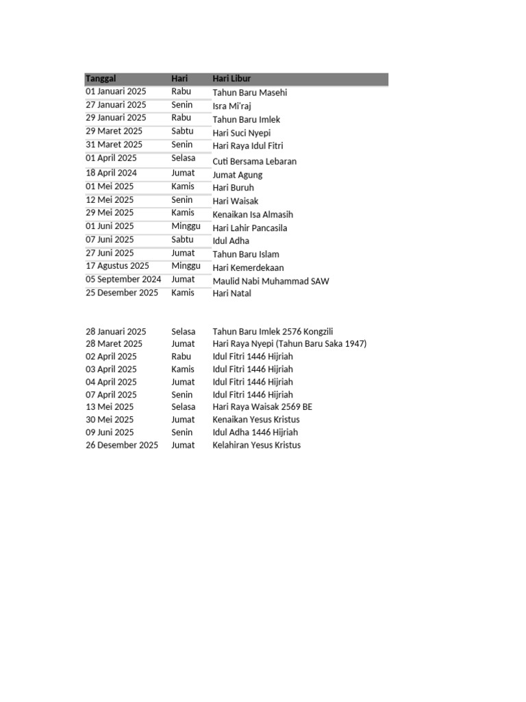 Hari Libur | PDF