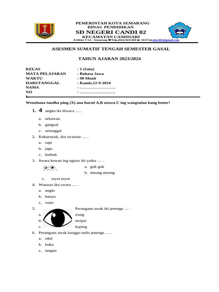 PTS KLS 1 Bhs. Jawa | PDF