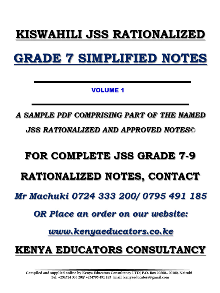 Kis Grade 7 Simplified Notes Sample | PDF