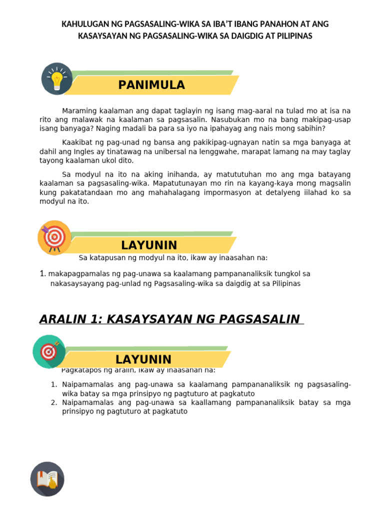 Modyul 1 - Intro. Sa Pagsasallin | PDF