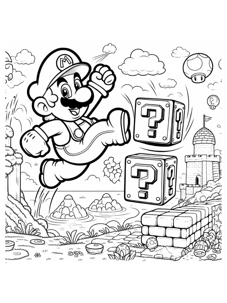 Super Mario Bros Coloring Page 01 | PDF