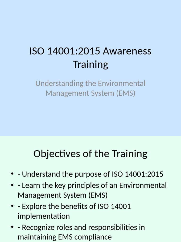 ISO 14001:2015 EMS Training Guide | PDF