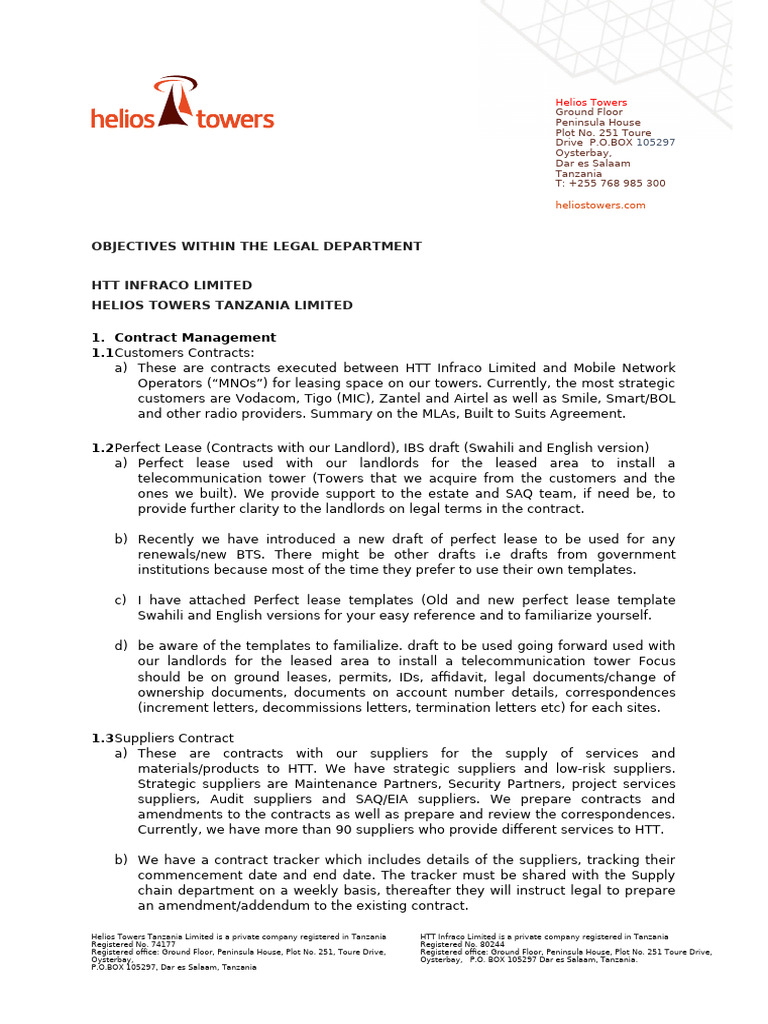 Objectives Legal Department 04072023 | PDF | Insurance | Liability ...