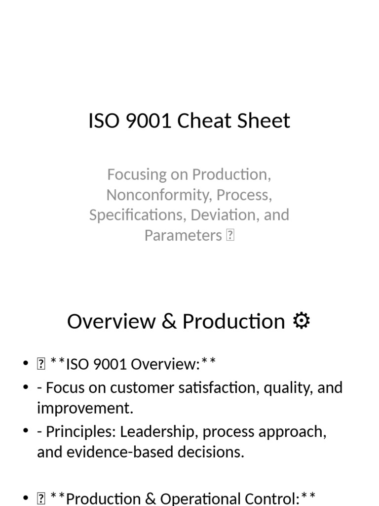 ISO 9001 Cheat Sheet | PDF