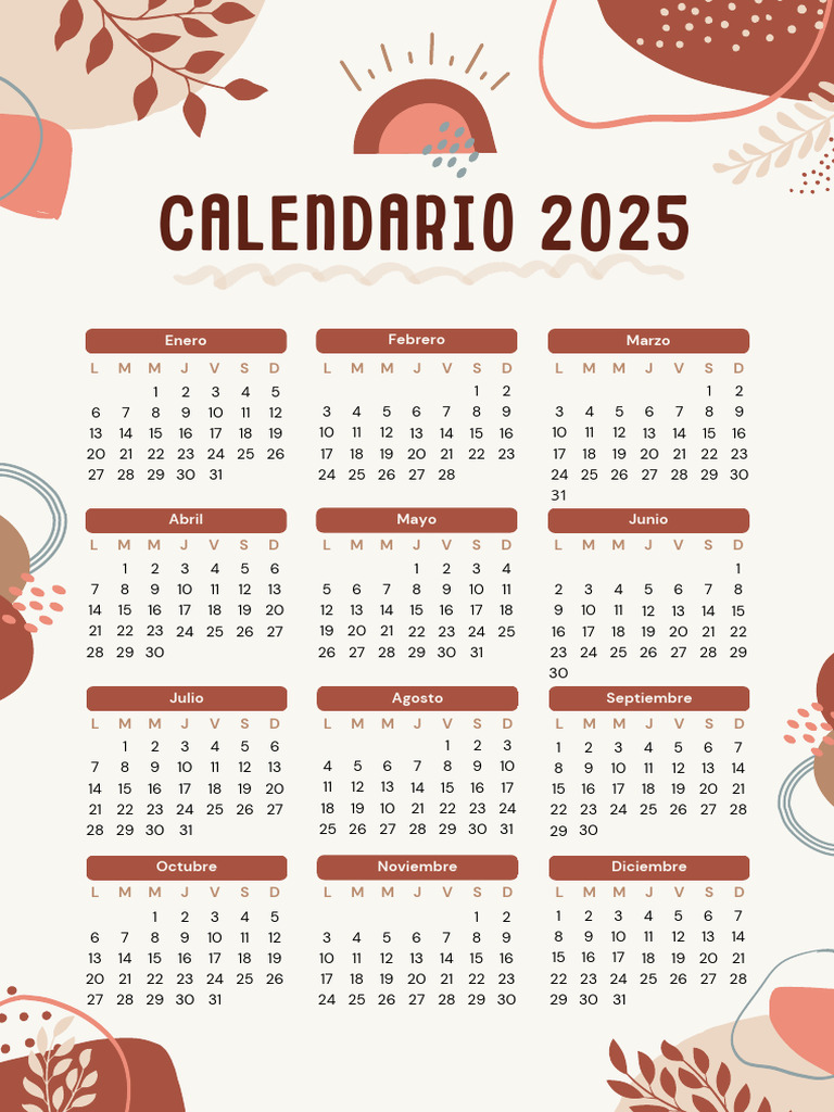 Documento A4 Calendario 2024 Minimalista Aesthetic Marron y Beis | PDF