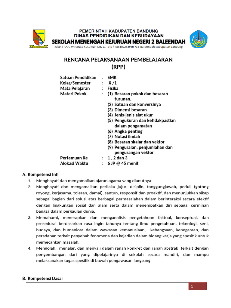 RPP Besaran Dan Satuan Fix | PDF