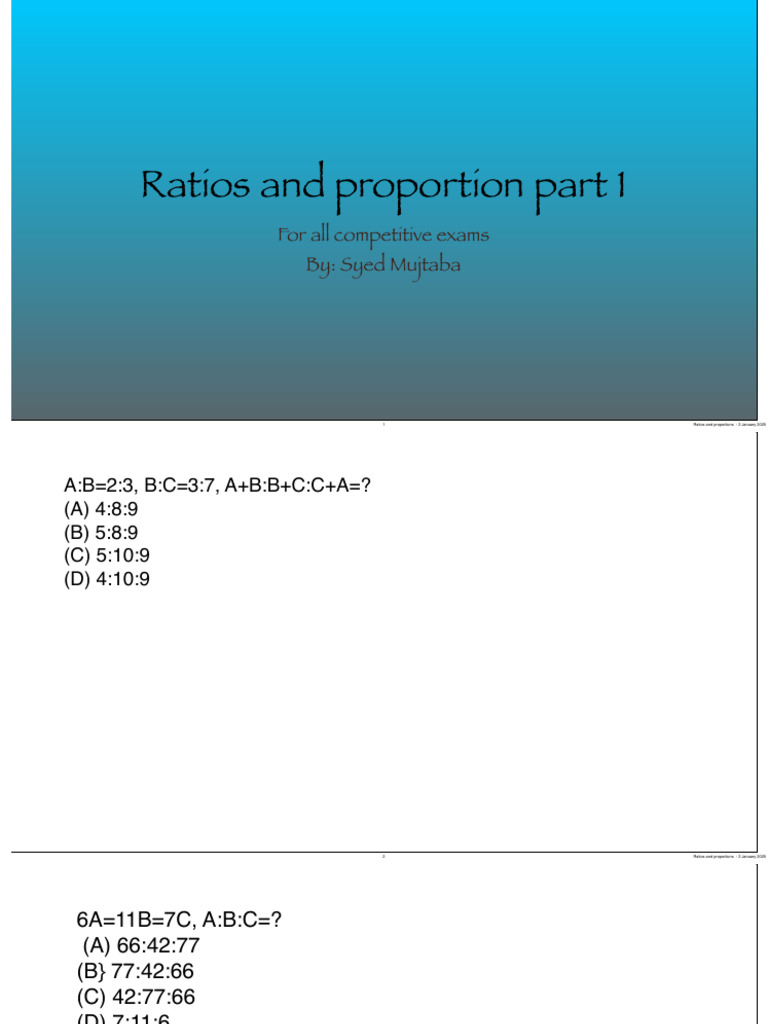 Ratios and Proportions | PDF | Ratio | Expense