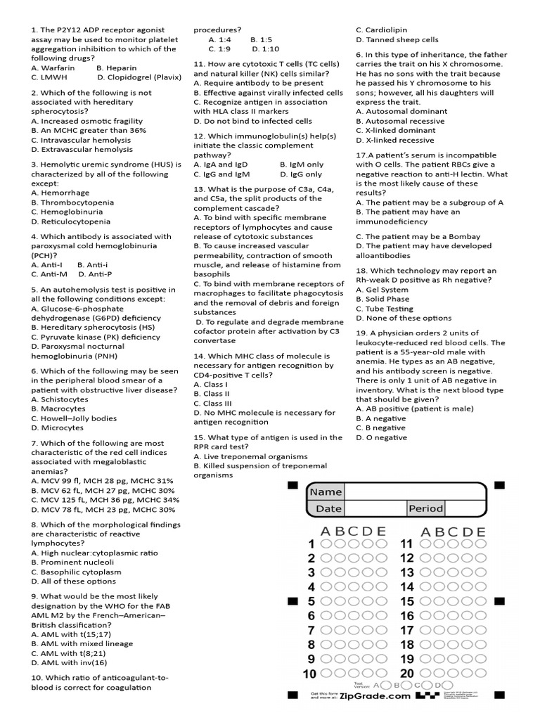 HEMA ISBB QUESTIONNAIRE | PDF | Antibody | Complement System