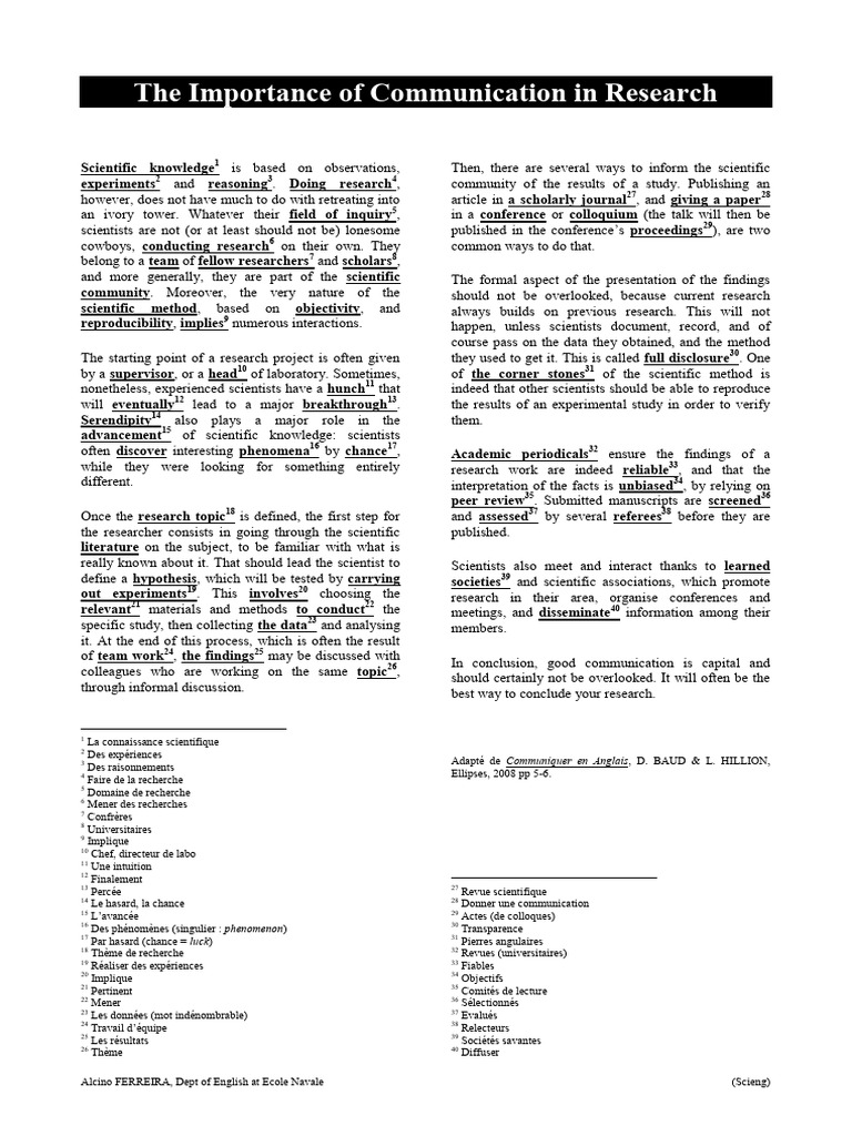 The Importance of Communication in Research (Didactisé) | PDF ...