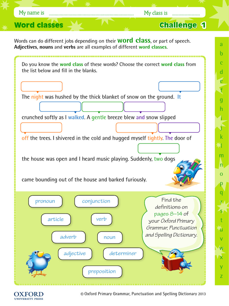 OxfordPrimarySPaG WordClasses | PDF | Part Of Speech | Morphology