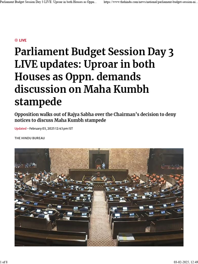 Parliament Budget Session Day 3 Updates | PDF | Politics Of India ...