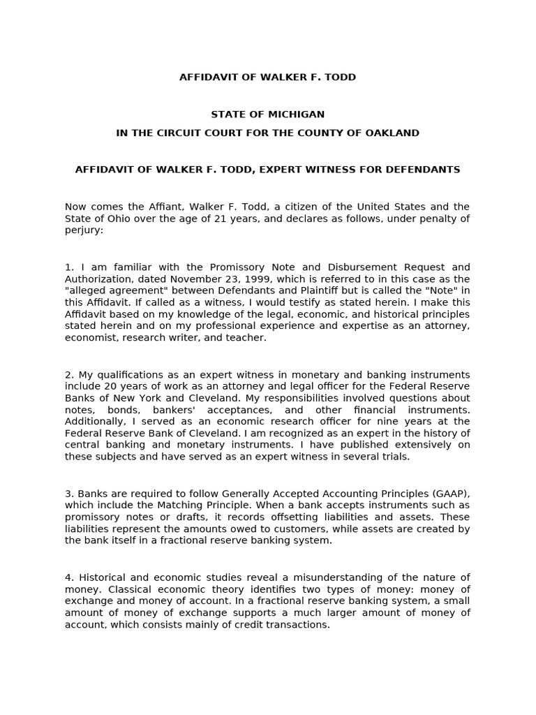 Expert Affidavit on Banking Practices | PDF | Money | Credit
