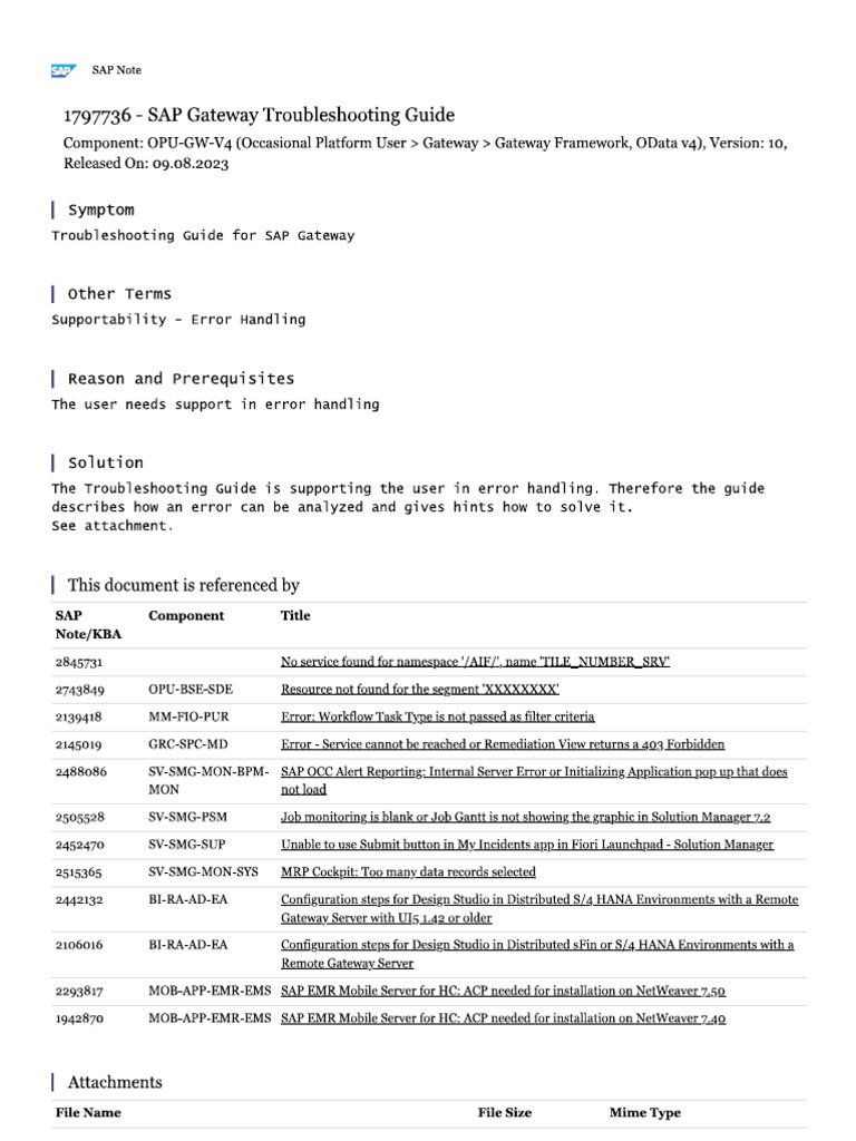 SAP Gateway Troubleshooting Guide | PDF