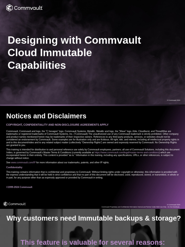 CCPA25 M7 Designing With Commvault Cloud Immutable Capabilities | PDF | Backup | Cloud Computing