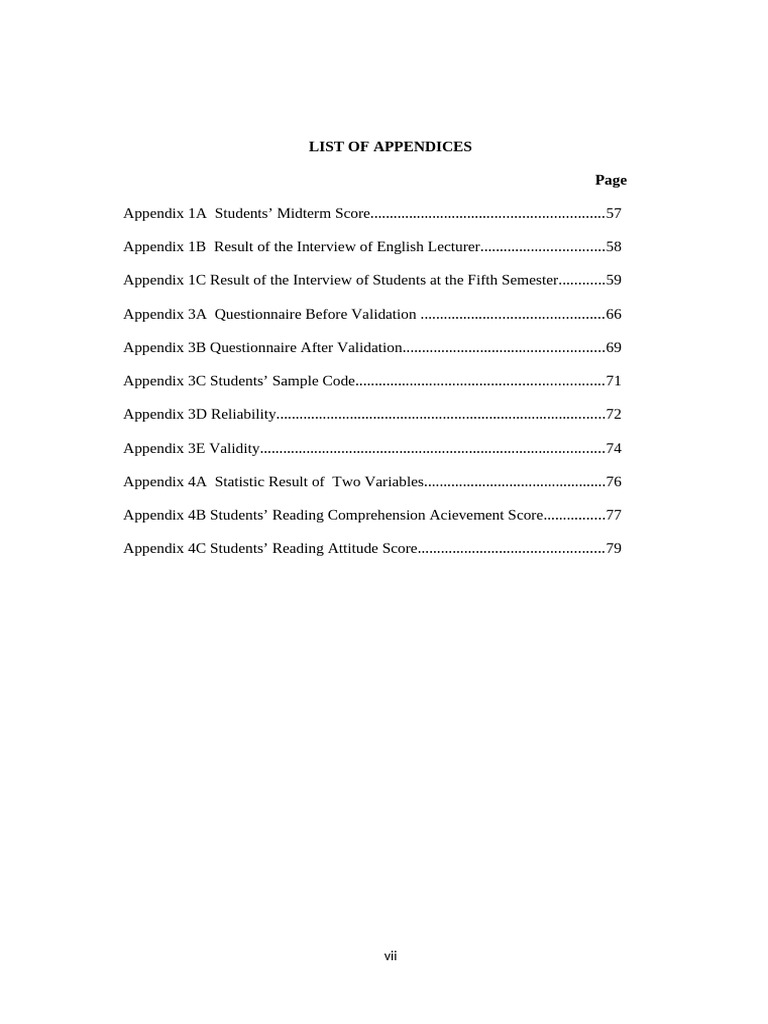 List of Appendices | PDF