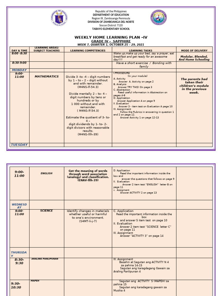 WHLP Q1 W7 | PDF | Division (Mathematics)