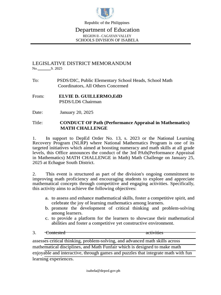 Ld 6 Pathmath Memo (1) | PDF | Mathematics