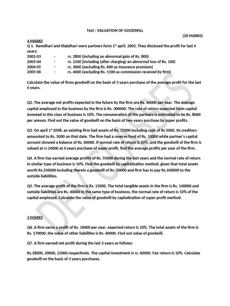 2 TEST | PDF | Goodwill (Accounting) | Valuation (Finance)