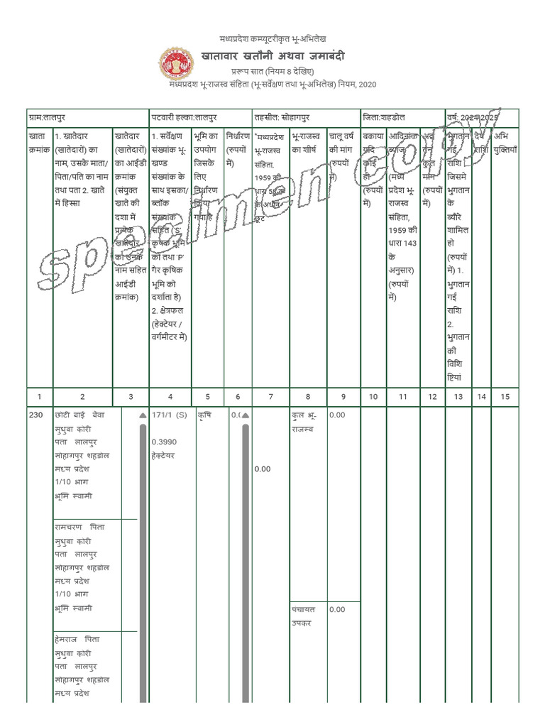 KHASRA | PDF