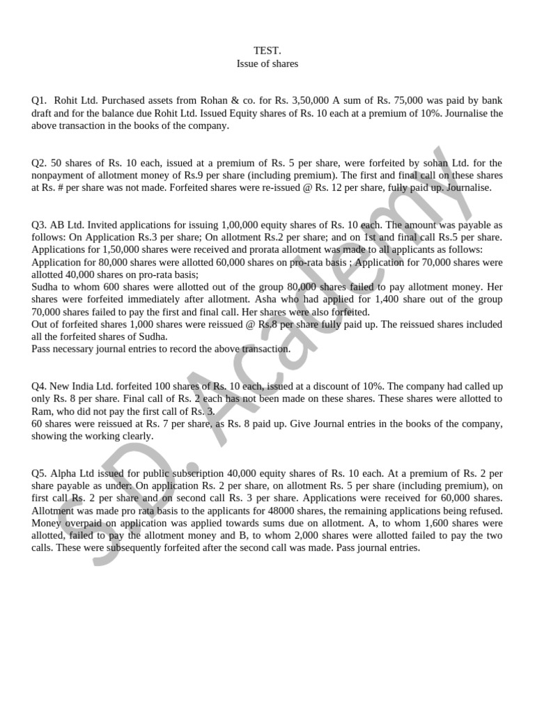 Journal Entries for Share Transactions | PDF | Financial Services | Money