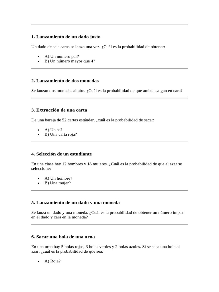 Ejercicios Prob Simple | PDF | Probabilidad